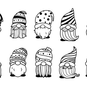 Cute Christmas Dwarf Gnomes Coloring Page | Fun Holiday Digital ...
