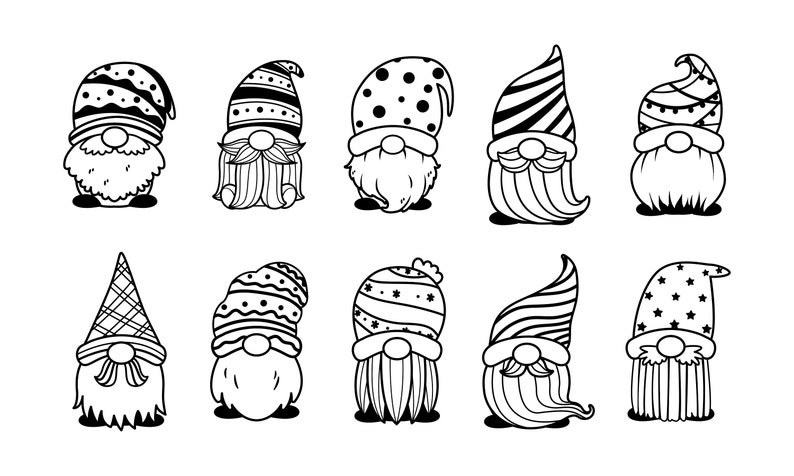 Cute Christmas Dwarf Gnomes Coloring Page | Fun Holiday Digital ...