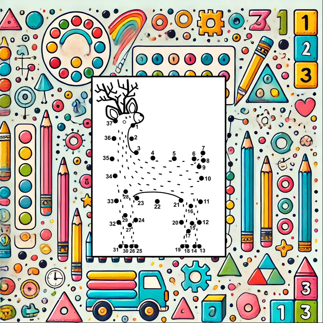 Cute Deer Dot-to-dot Game for Kids | Fun Educational Printable Activity ...