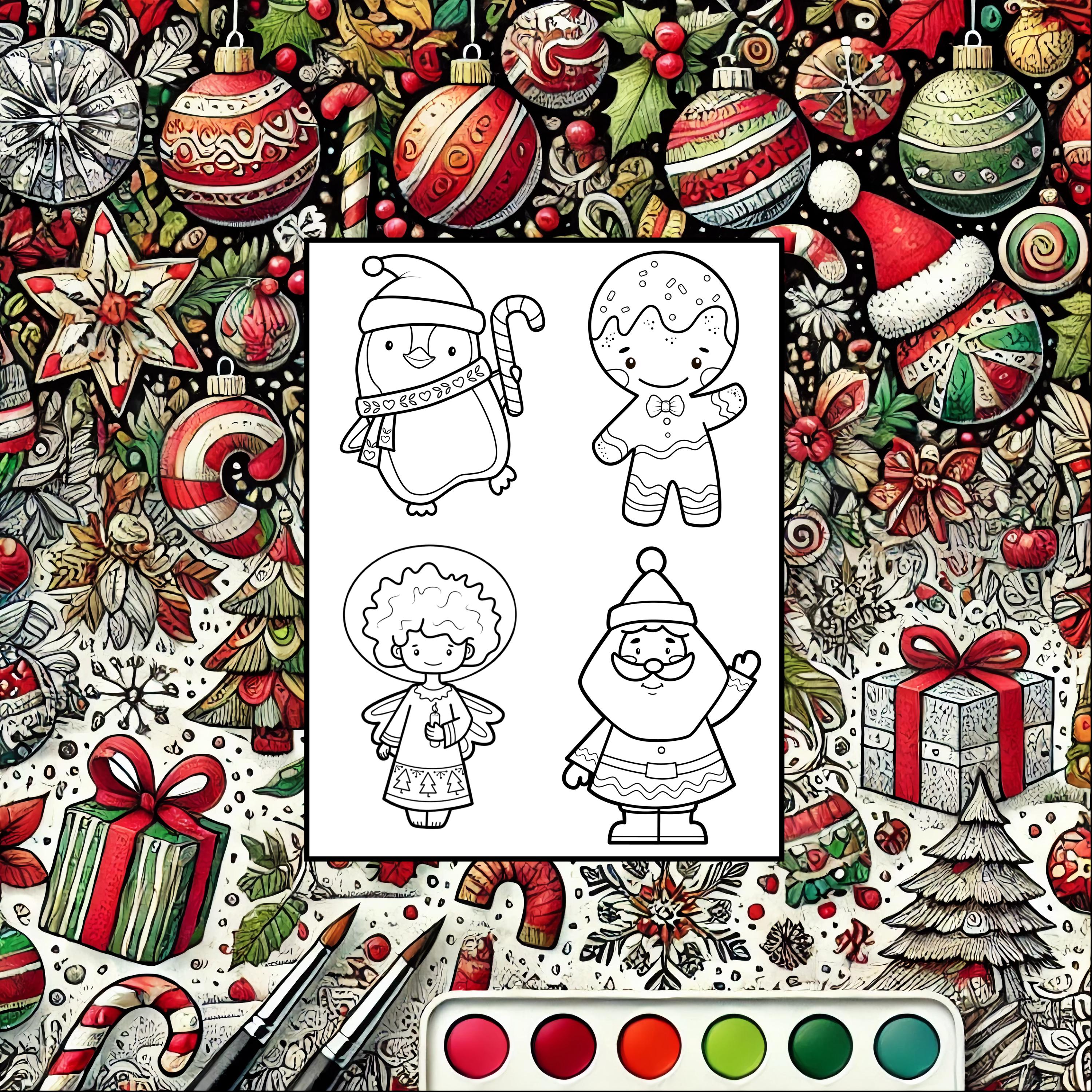 Easy Cute Christmas Coloring Book | 10-page Printable for Kids & Adults ...