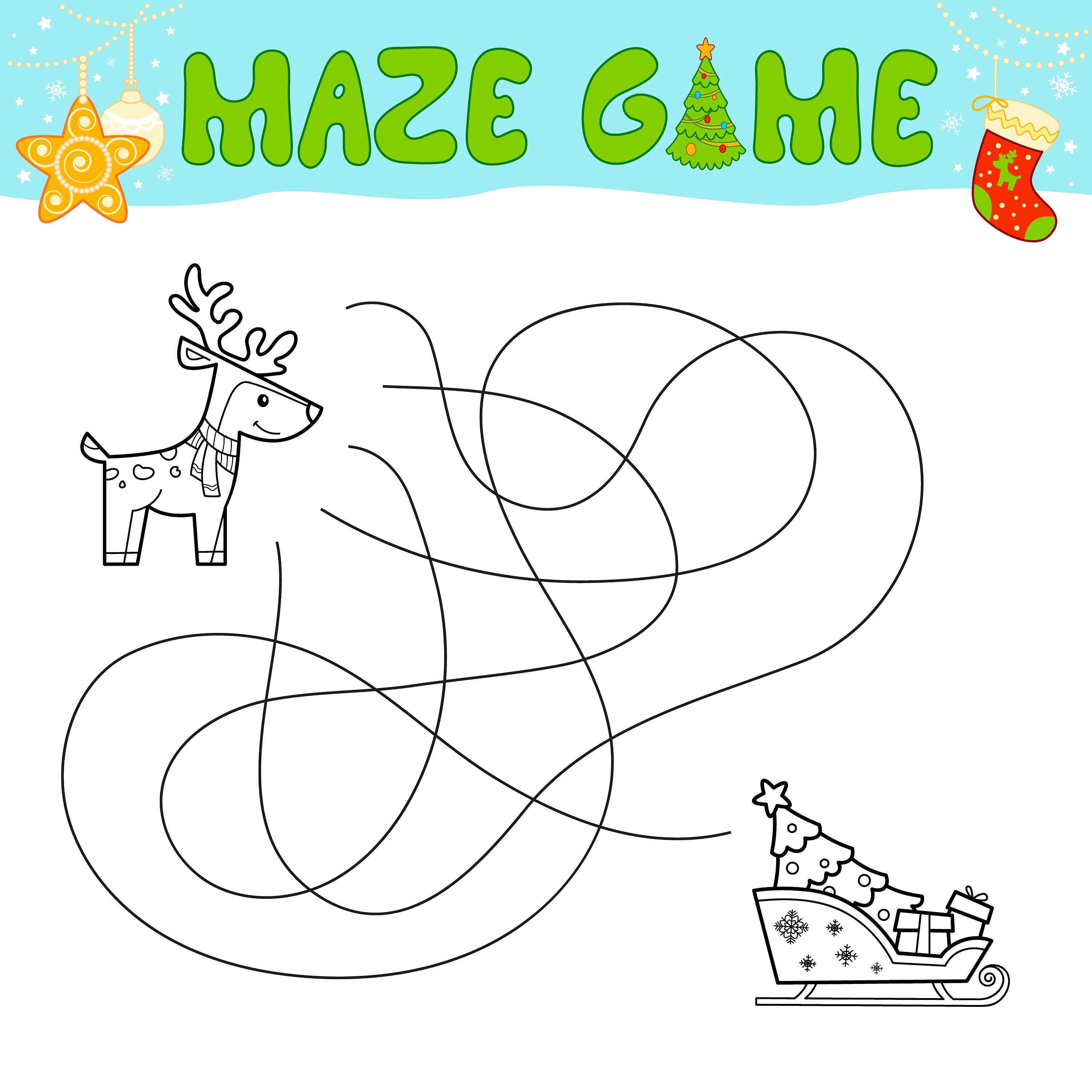 Christmas Theme Maze Games for Kids 7 Pages of Fun Printable Activities ...