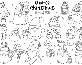Cute Christmas Dwarf Gnomes Coloring Book 6 Pages - Etsy Canada