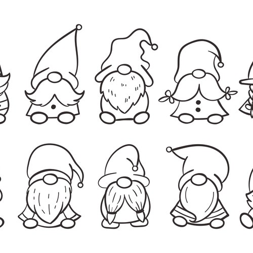 Cute Christmas Dwarf Gnomes Coloring Page - Etsy