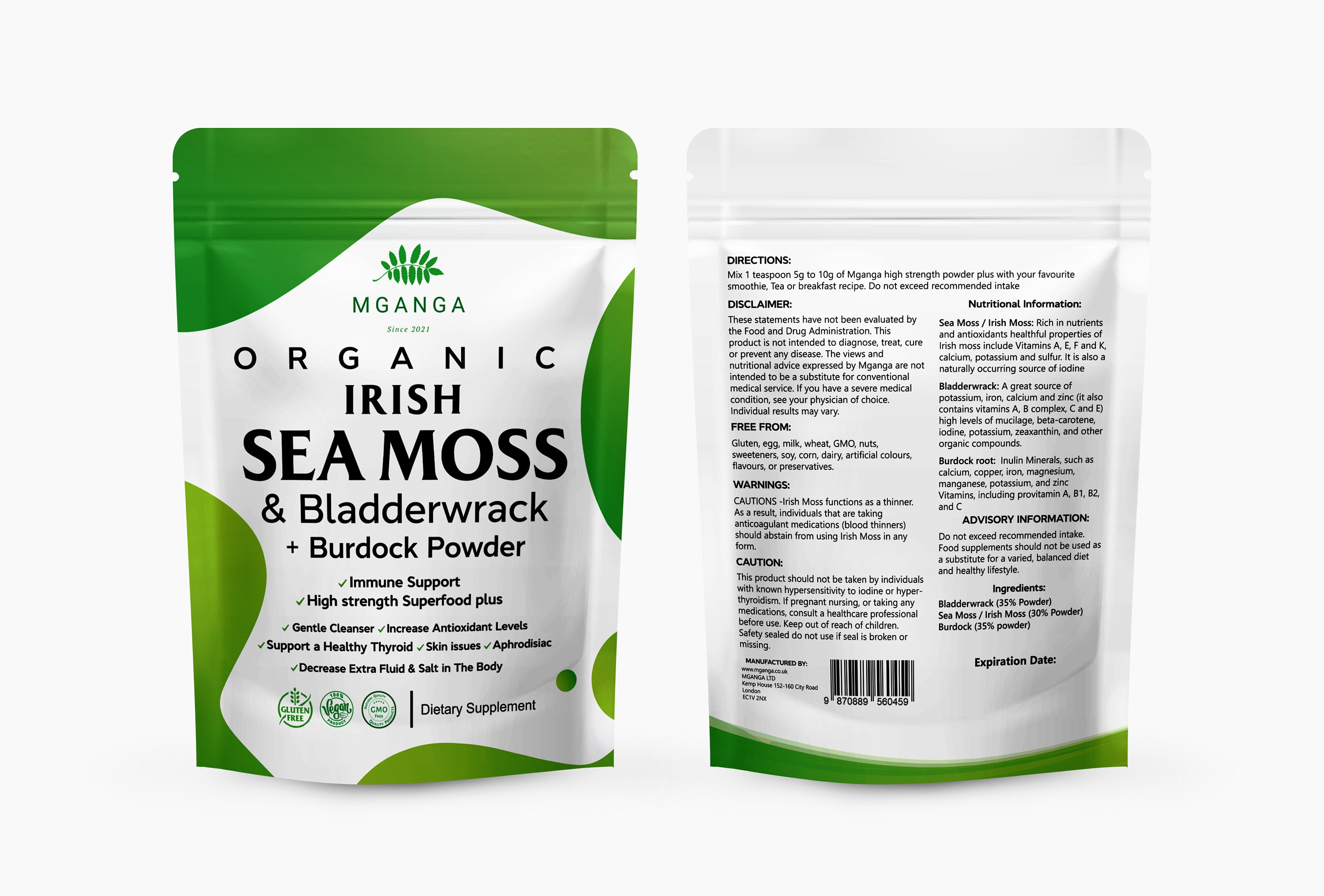 Organic Irish Sea Moss & Bladderwrack Plus Burdock Powder Dr. Sebi High ...