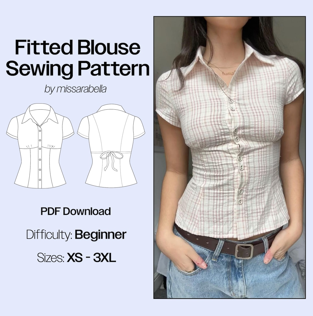 Fitted Button-up Blouse Sewing Pattern | XS-3XL (PDF Pattern) - Etsy