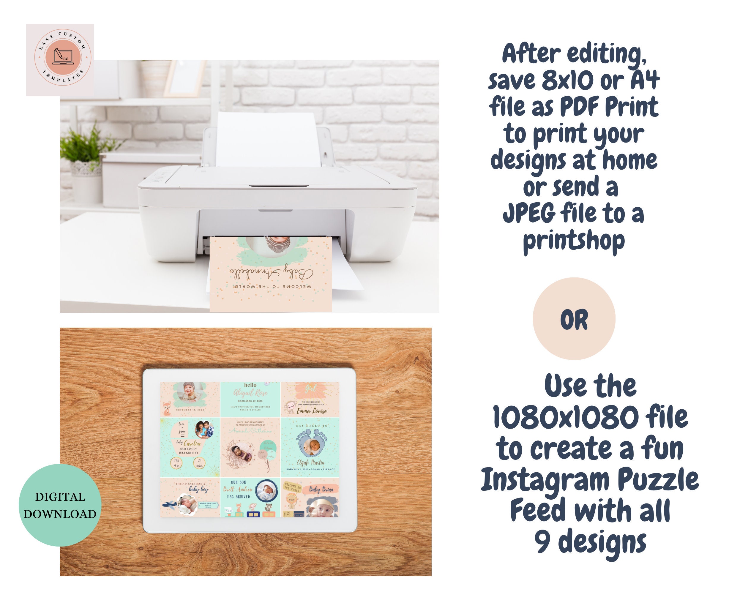 9 Birth Announcement Templates for Social Media, Editable in Canva ...