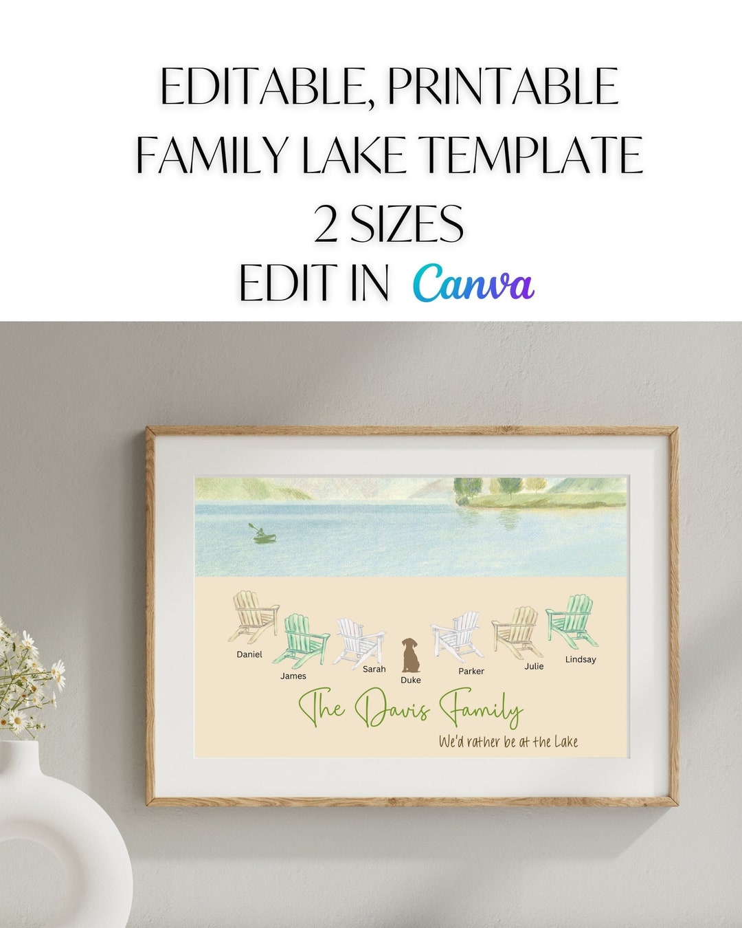 Editable Family Name Print, Printable Wall Art, Personalized Wall Decor ...