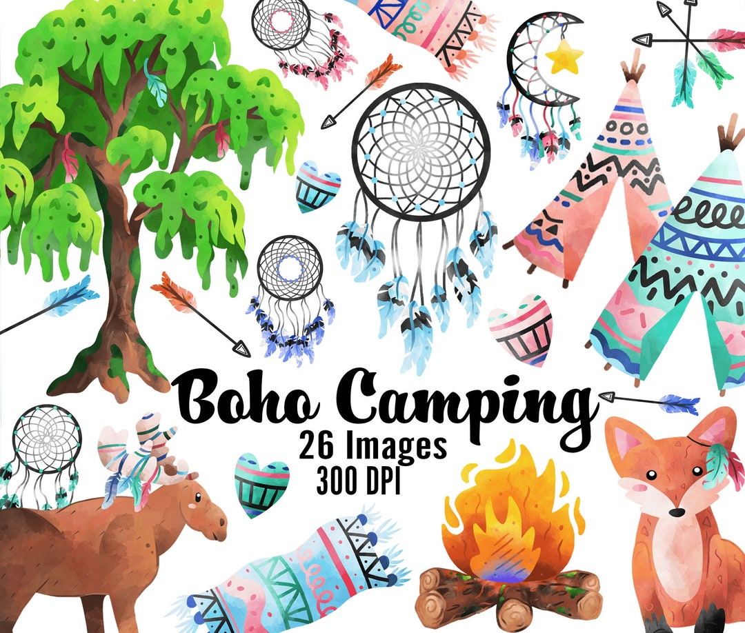 Boho Clipart Tribal Clipart Camping Clipart Woodland Clipart Camping ...