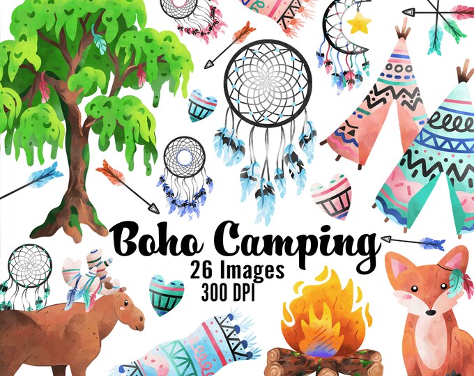 Boho Clipart Tribal Clipart Camping Clipart Woodland - Etsy