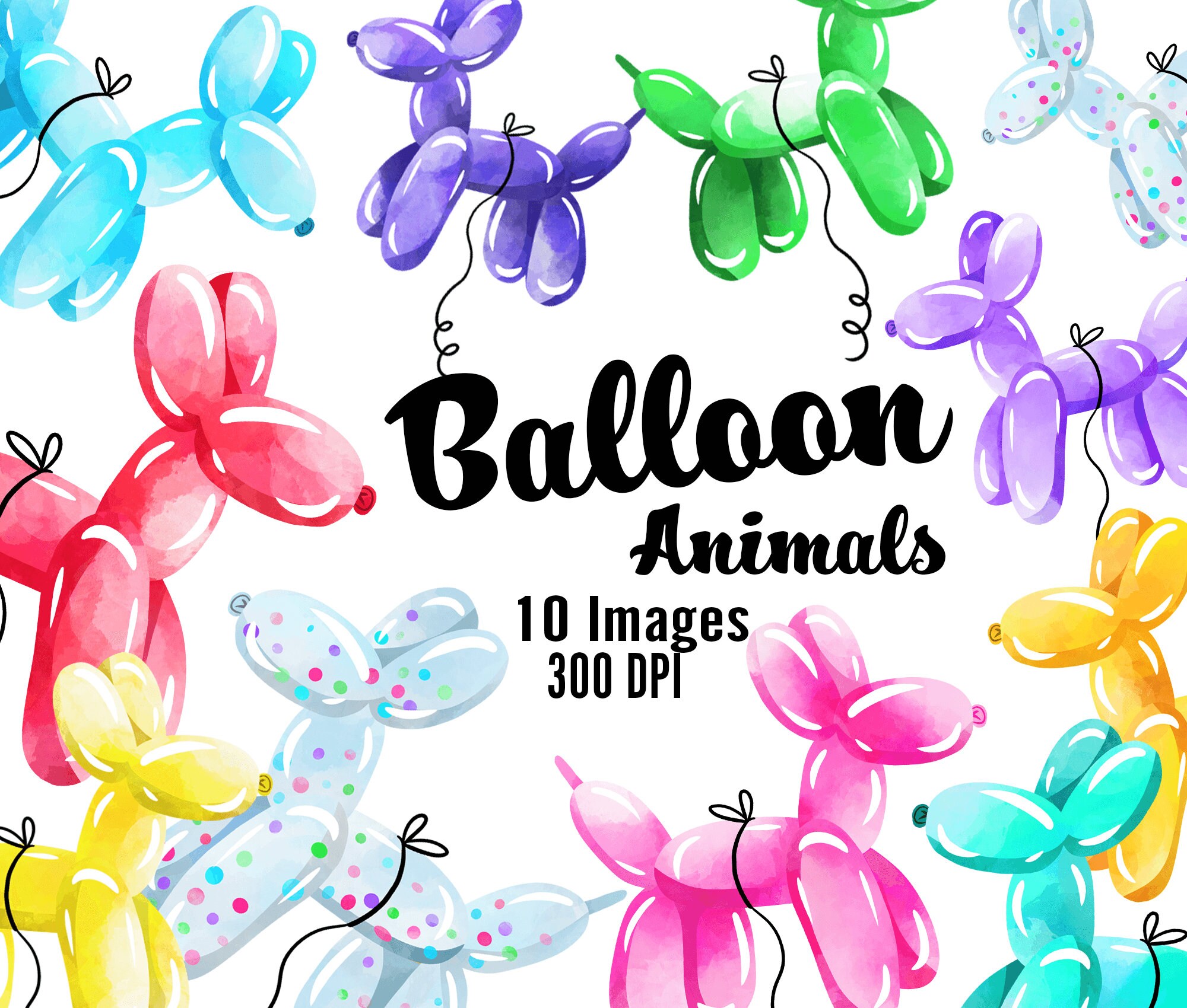 Balloon Clipart Balloon Animal Clipart Birthday Clipart - Etsy UK