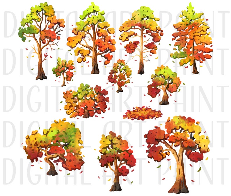 Fall Tree Clipart Autumn Clipart Fall Clipart Tree - Etsy