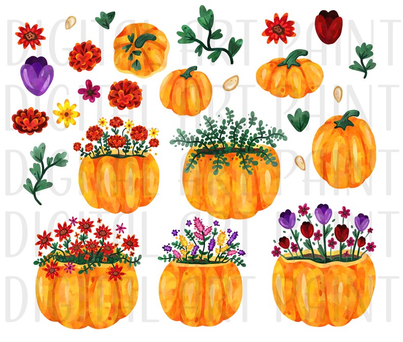 Pumpkin Clipart Fall PNG Autumn Clipart Fall Clipart | Etsy
