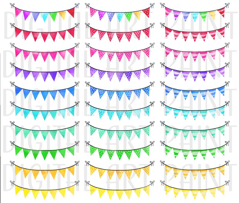 Banner Clipart Bunting Clipart Bunting Banner Party | Etsy