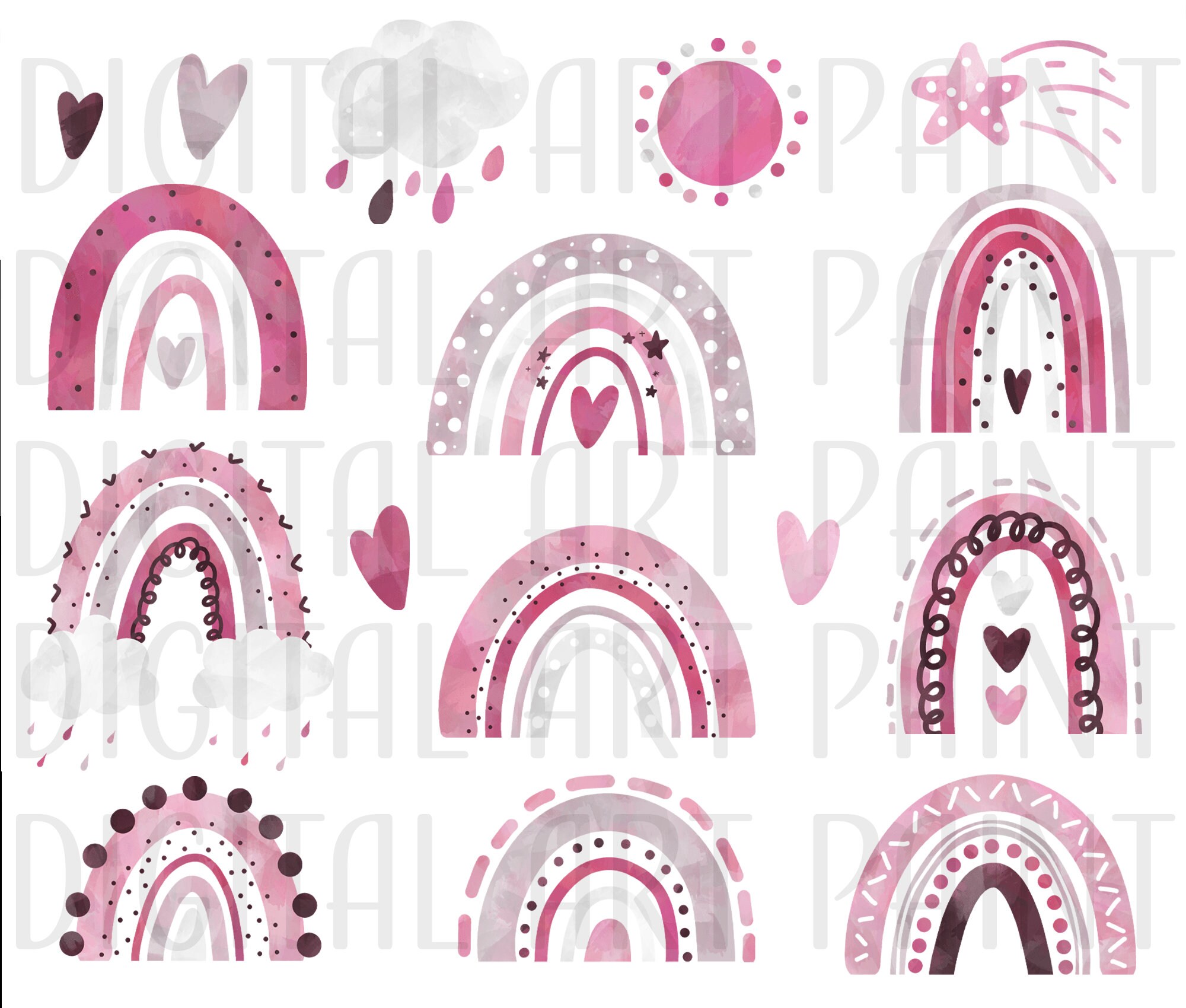 Boho Clipart Rainbow Clipart Rainbow Png Rainbow Clip | Etsy