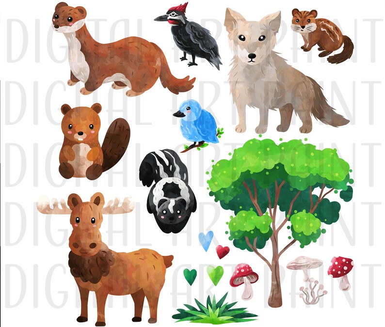 Woodland Animals Clipart Woodland Clipart Animal Clipart - Etsy