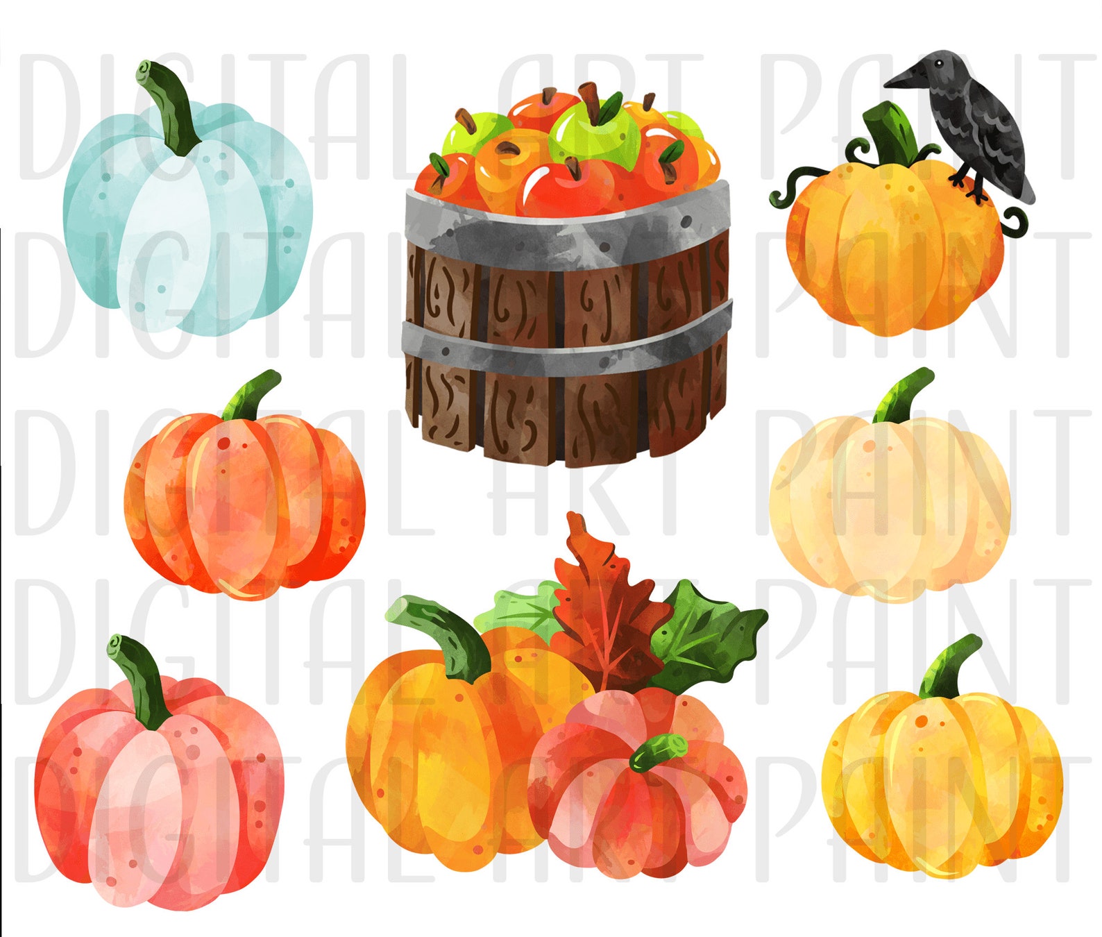 Fall Clipart Autumn Thanksgiving Halloween Art Pumpkin - Etsy