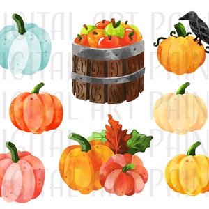 Fall Clipart, Autumn Thanksgiving Halloween Art, Pumpkin Leaves Banners ...