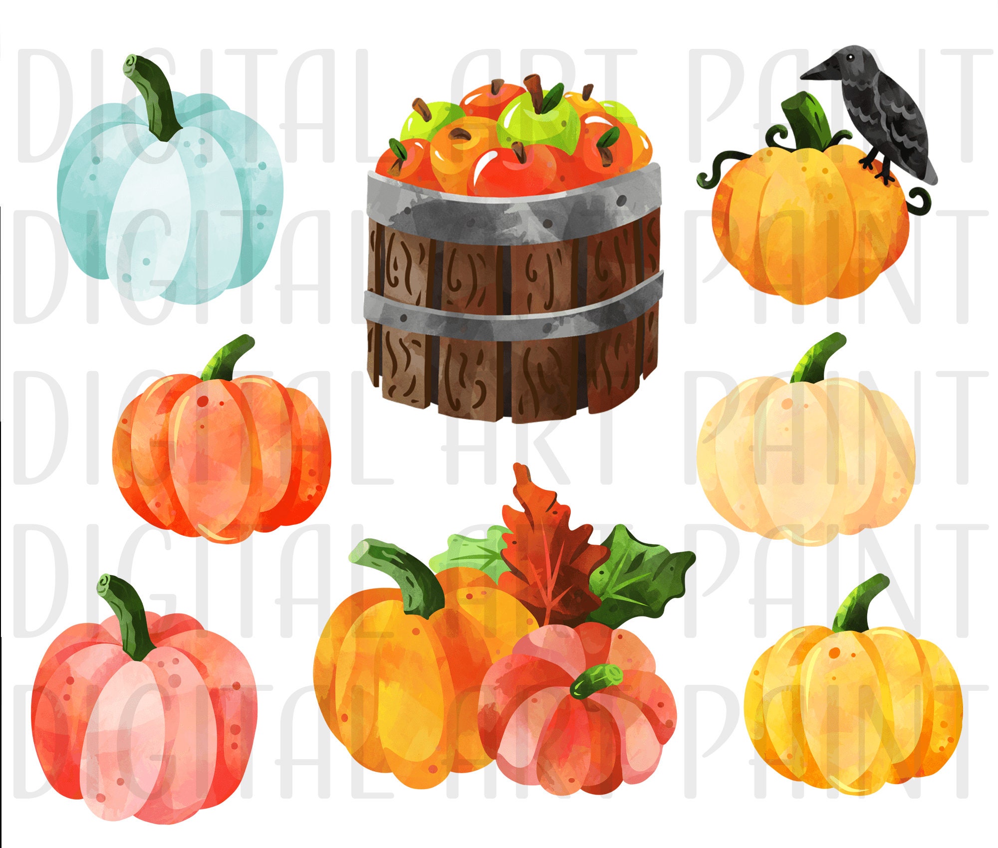 Fall Clipart Autumn Thanksgiving Halloween Art Pumpkin - Etsy
