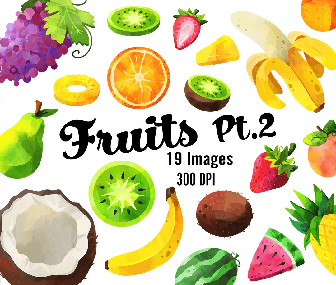 Fruit Clipart Watermelon Clipart Strawberry Clipart Tropical Fruit ...