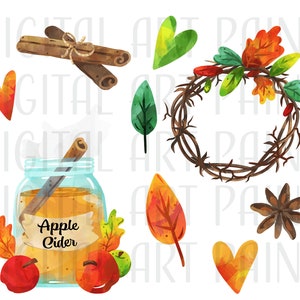 Fall Clipart, Autumn Thanksgiving Halloween Art, Pumpkin Leaves Banners ...