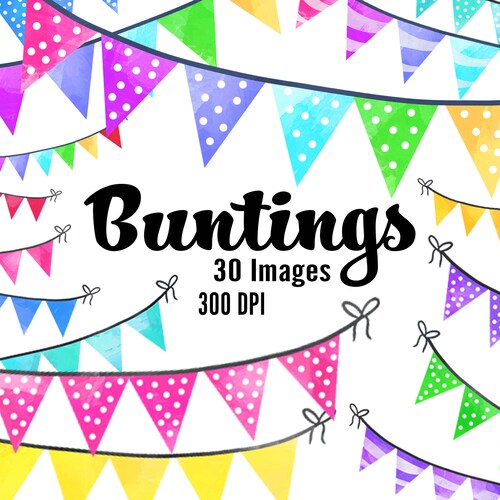 Bunting Banner Clip Art Garland Clipart Party Flag Clipart - Etsy