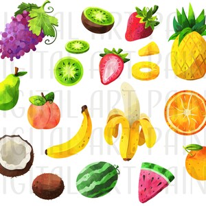 Fruit Clipart Watermelon Clipart Strawberry Clipart Tropical Fruit ...