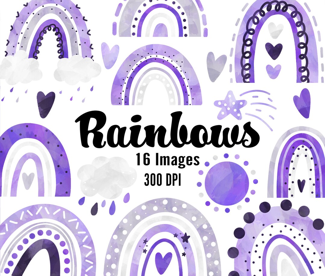 Boho Clipart Rainbow Clipart Rainbow Png Rainbow Clip Art Watercolor ...