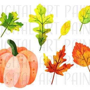 Fall Clipart, Autumn Thanksgiving Halloween Art, Pumpkin Leaves Banners ...