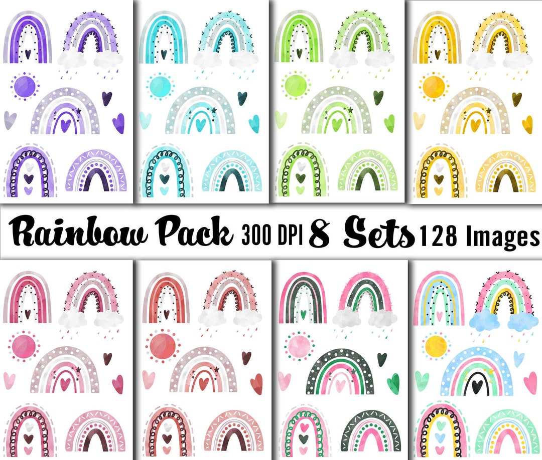 Boho Clipart Rainbow Clipart Rainbow Png Rainbow Clip Art Watercolor ...
