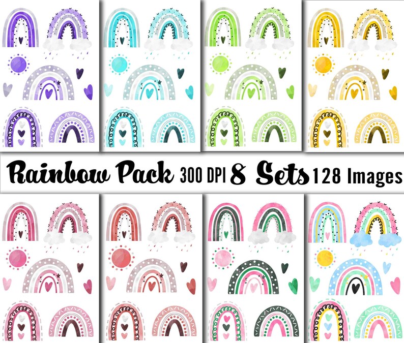 Boho Clipart Rainbow Clipart Rainbow Png Rainbow Clip | Etsy