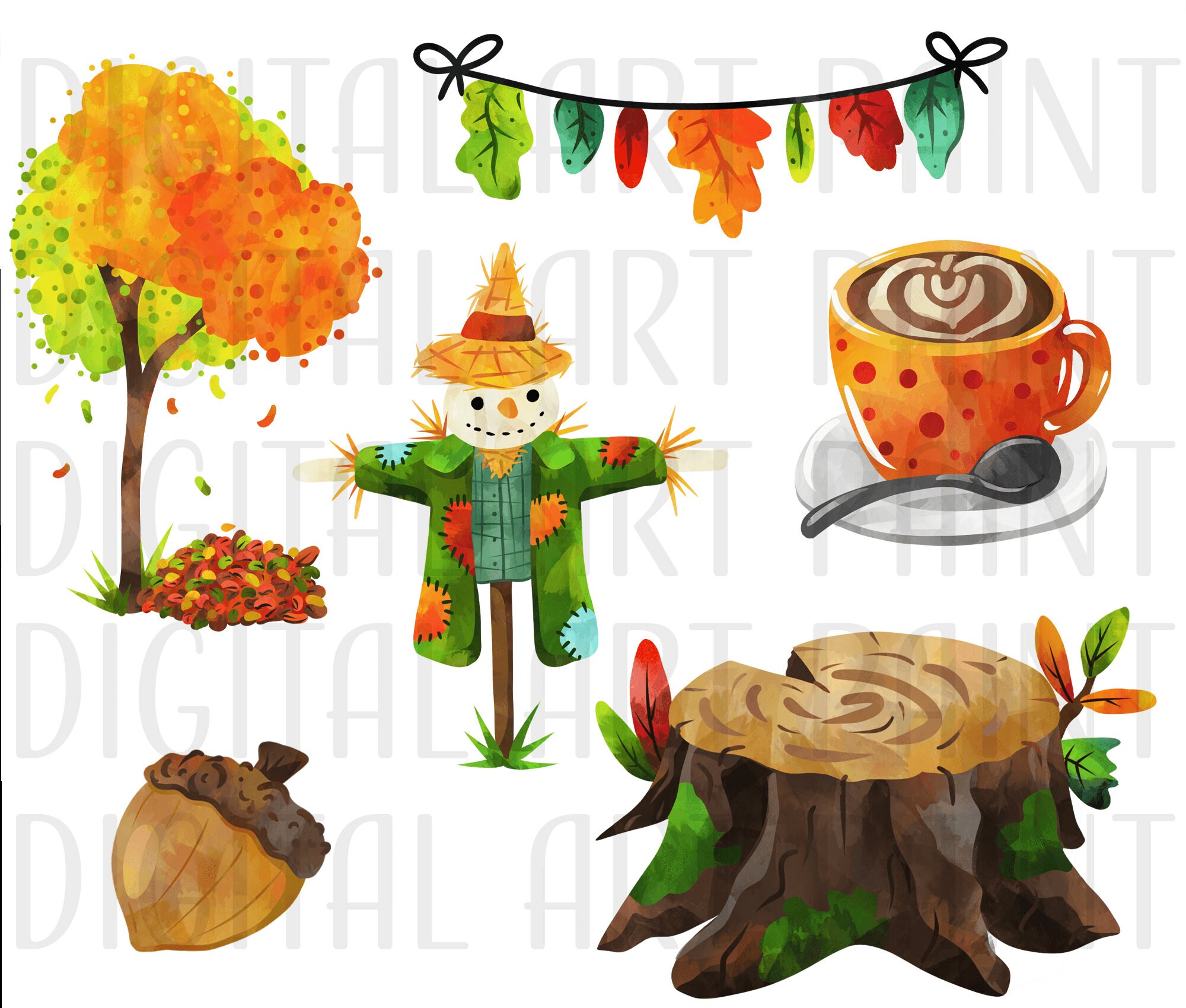 Fall Clipart Autumn Thanksgiving Halloween Art Pumpkin - Etsy