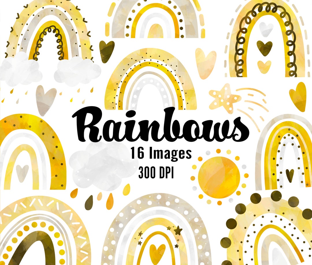 Boho Clipart Rainbow Clipart Rainbow Png Rainbow Clip Art Watercolor ...