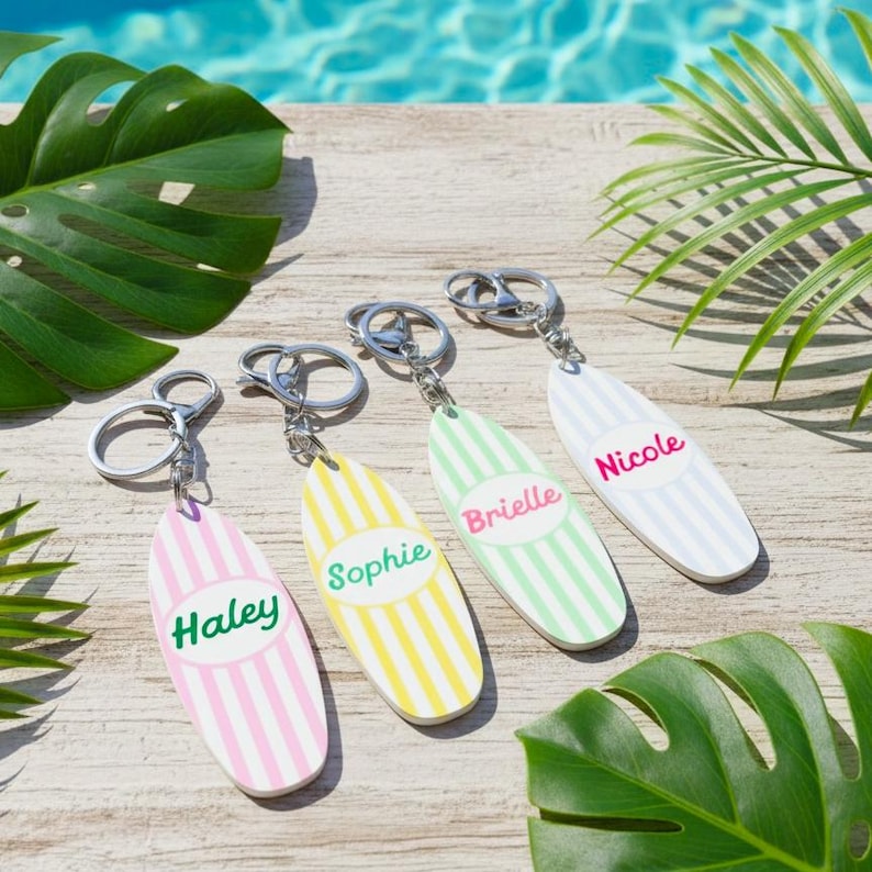Personalized Name Surfboard Keychain | Custom Beach House Accessories ...