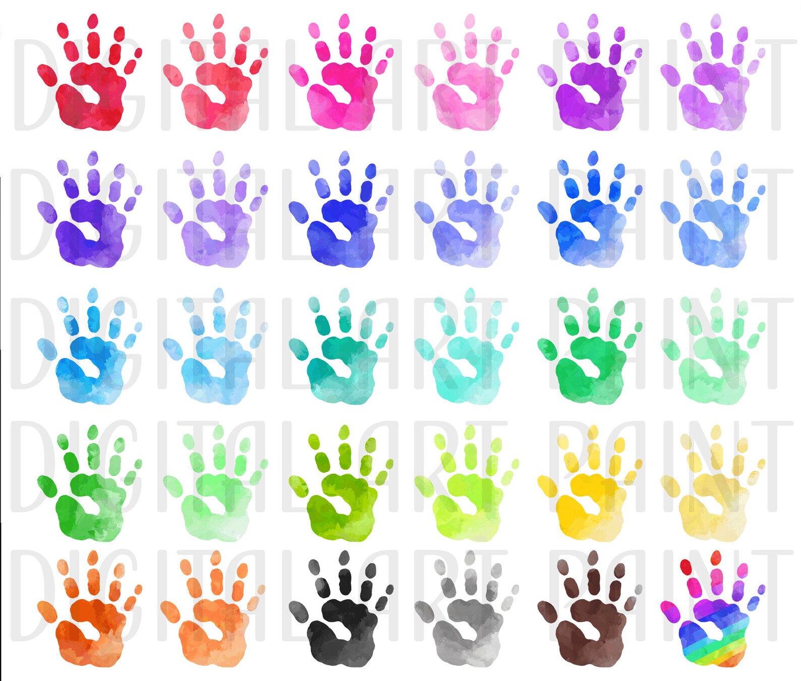 Handprint Clipart Commercial Use Hand Print Clipart Hand | Etsy