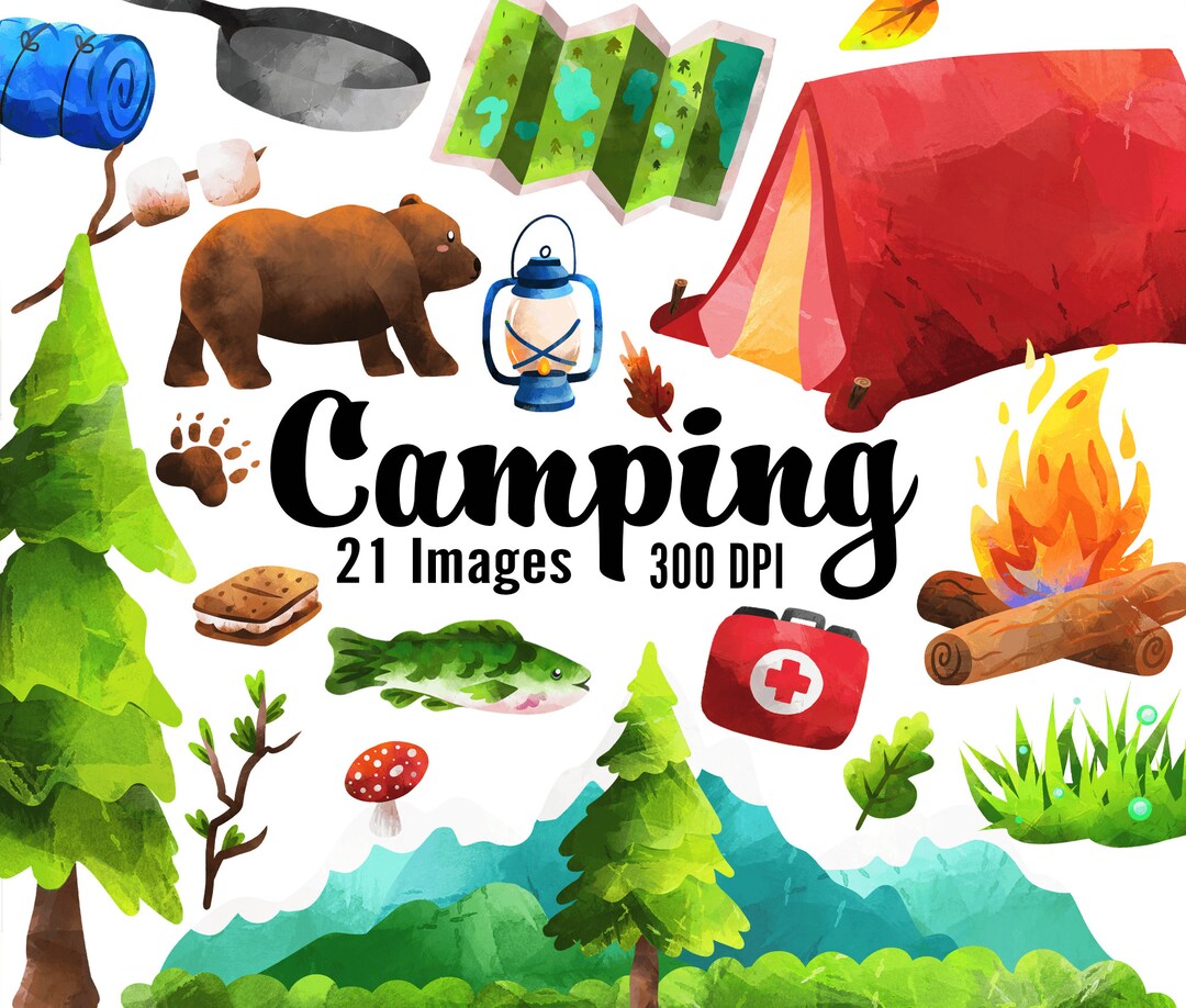 Camping Clipart Camping Clip Art Summer Clipart Travel Clipart Campfire ...
