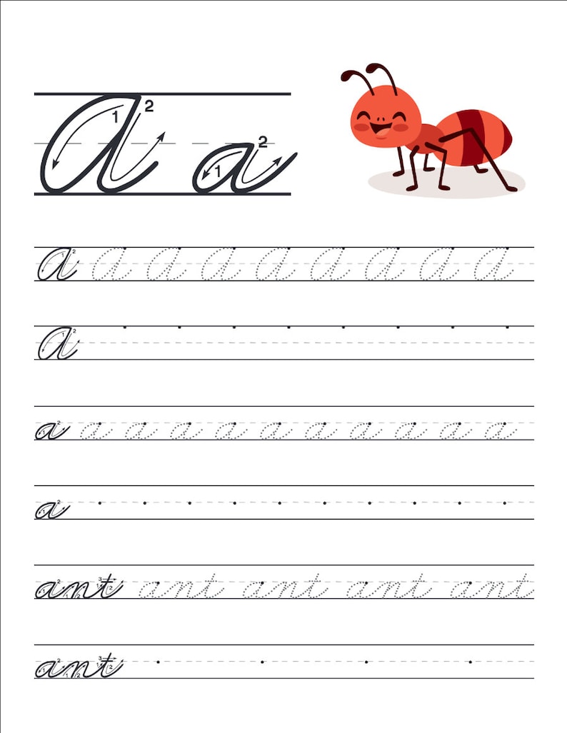Alphabet Cursive Letter Writing - Etsy