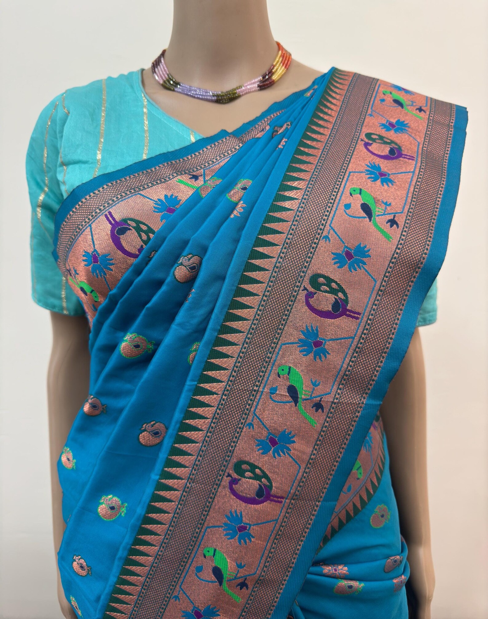 Rama Blue Paithani Katan Silk Saree: Peacock Design Wedding Saree - Etsy