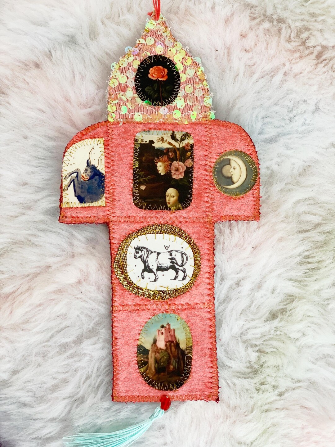 Taurus Pocket Altar – Rose Pink Travel Altar With Moon, Bull, Castle ...