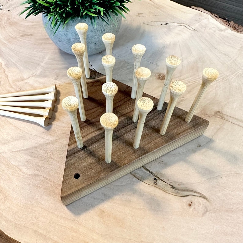 Walnut Wood Peg Game: Triangle Puzzle Brain Teaser - Etsy