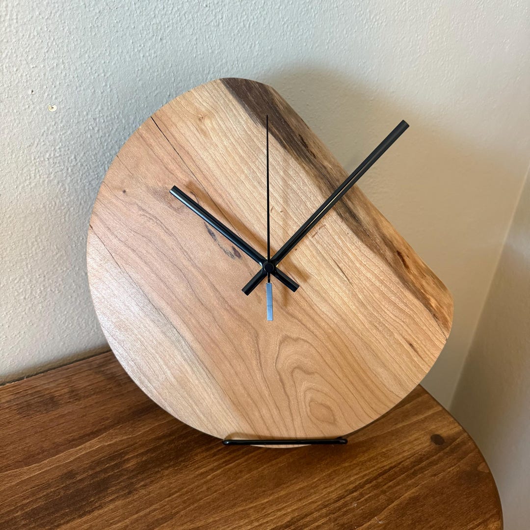 Handcrafted Live Edge Cherry Wood Clock: Desk or Wall Art - Etsy