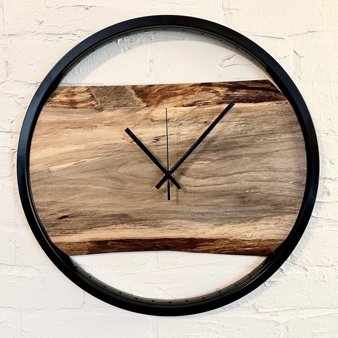 16 Live Edge Clock Christmas Gift for Spouse Small Round Clock Rustic ...