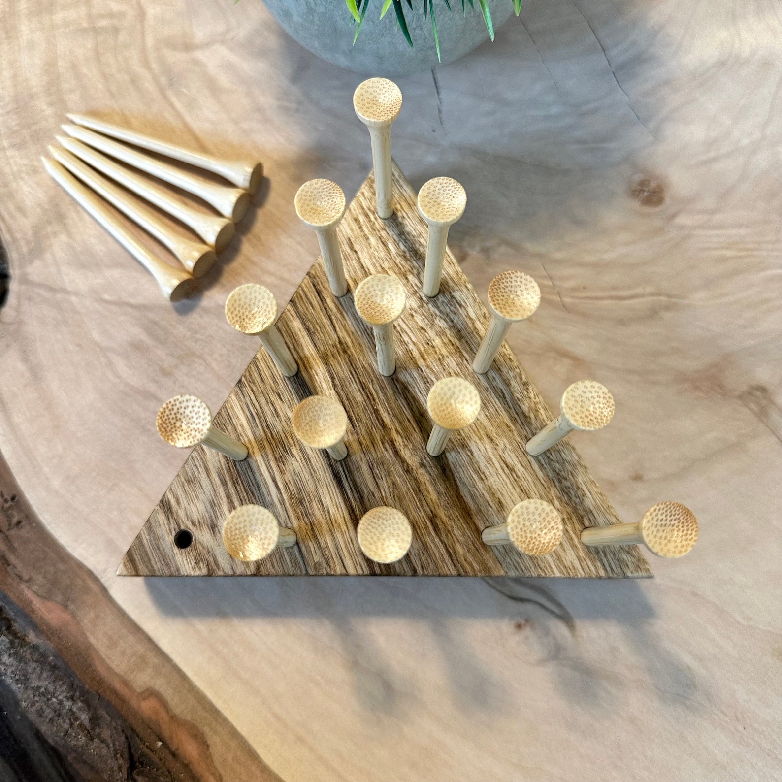 Hackberry Wood Peg Game: Triangle Puzzle Brain Teaser - Etsy