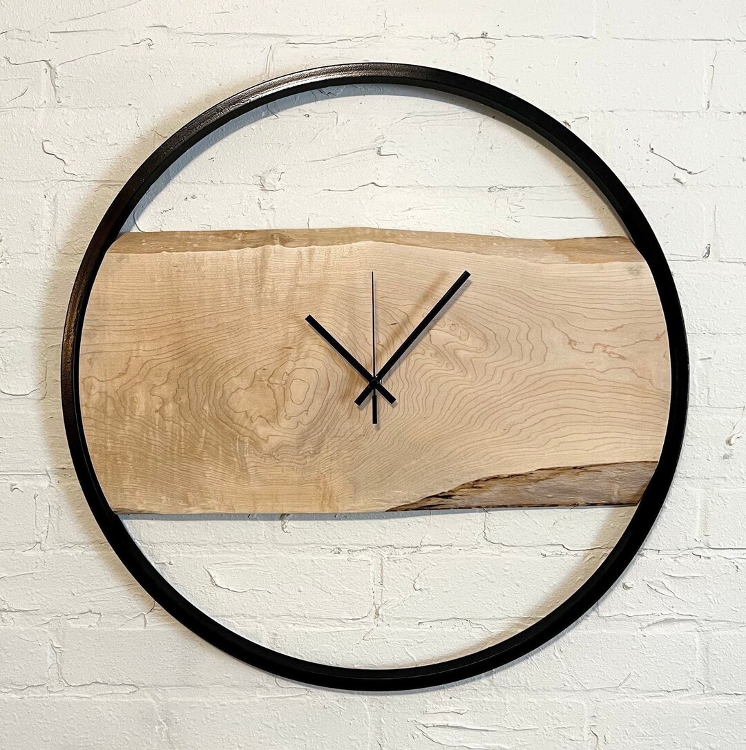 Wooden Clock Rustic Wood Clock Light Wood Accents Above Fireplace ...