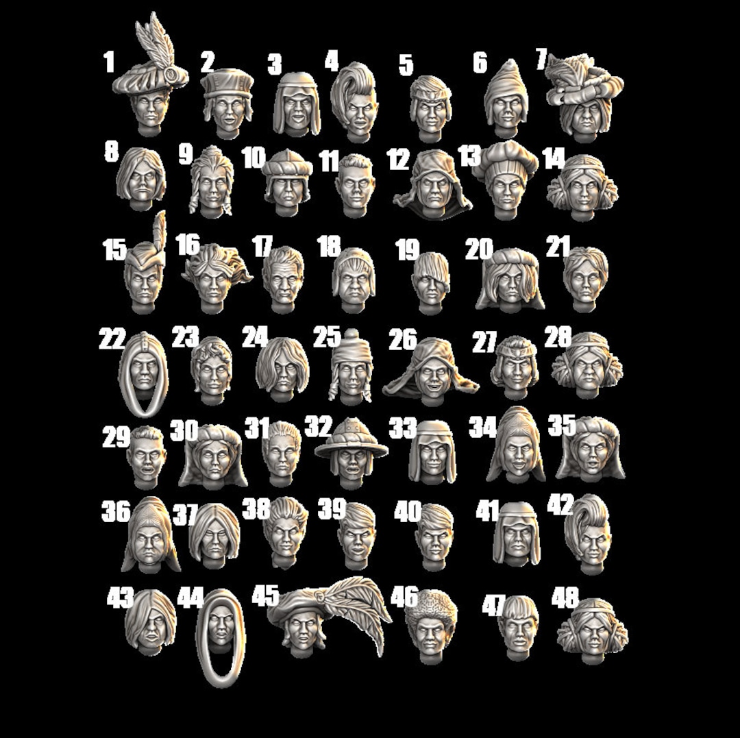 Townfolk Heads (female) - 28mm - Wargaming - Resin Models - Fine Detail ...