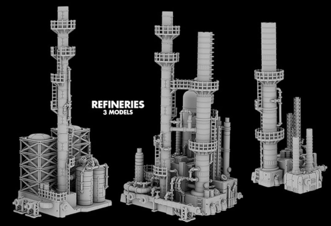 Refineries - Scenery - 6mm - Epic - Resin Miniatures - the Lazy Forger ...