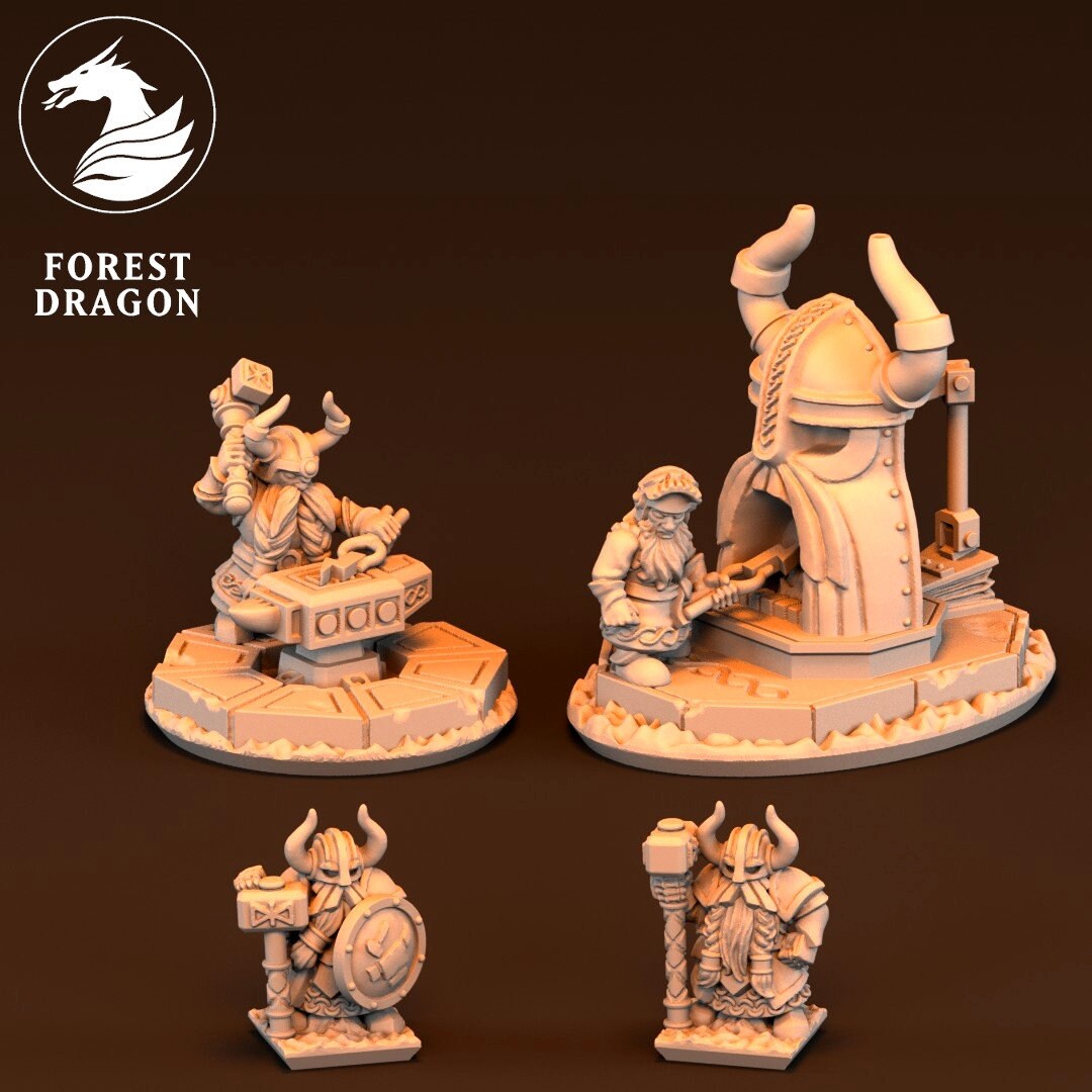 Dwarfs Dwarven Forge Set 10mm Warmaster Forest Dragon - Etsy