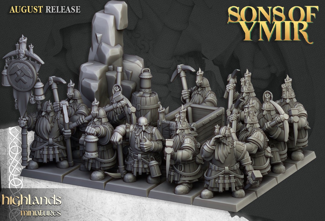 Dwarfs - Miners - Sons of Ymir - 32mm/28mm - Ideal for Tabletop Rpgs ...