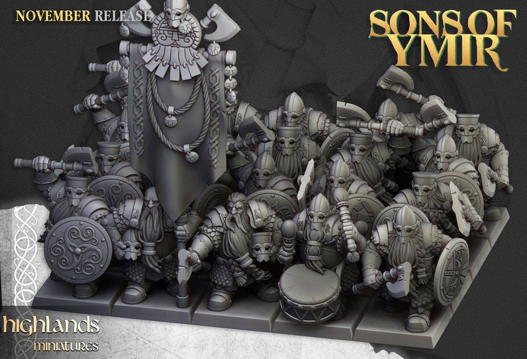 Dwarfs - Huscarls - Sons of Ymir - 32mm/28mm - Ideal for Tabletop Rpgs ...
