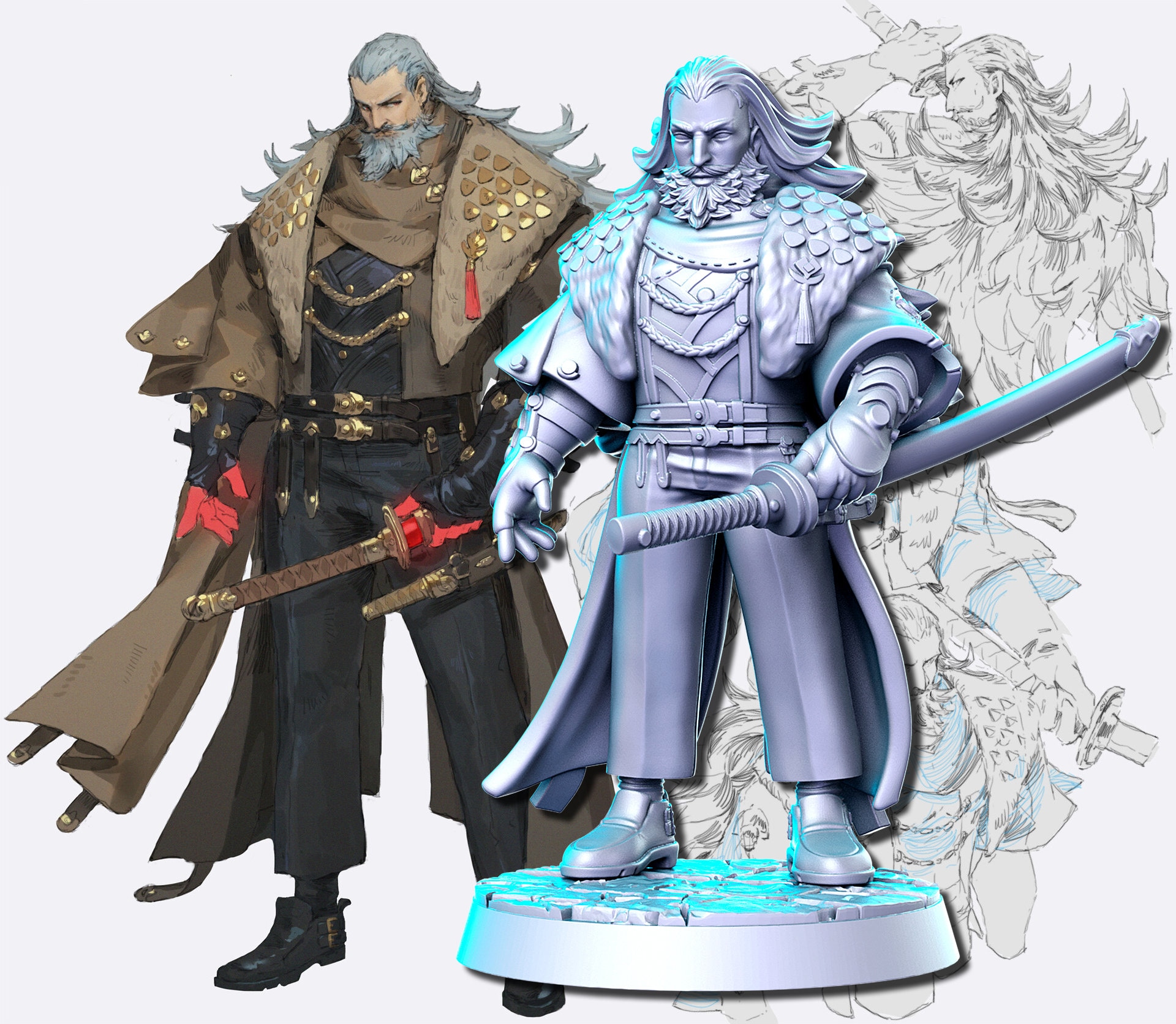 Male Samurai/warrior RN Estudio Dnd Tabletop Games Resin | Etsy