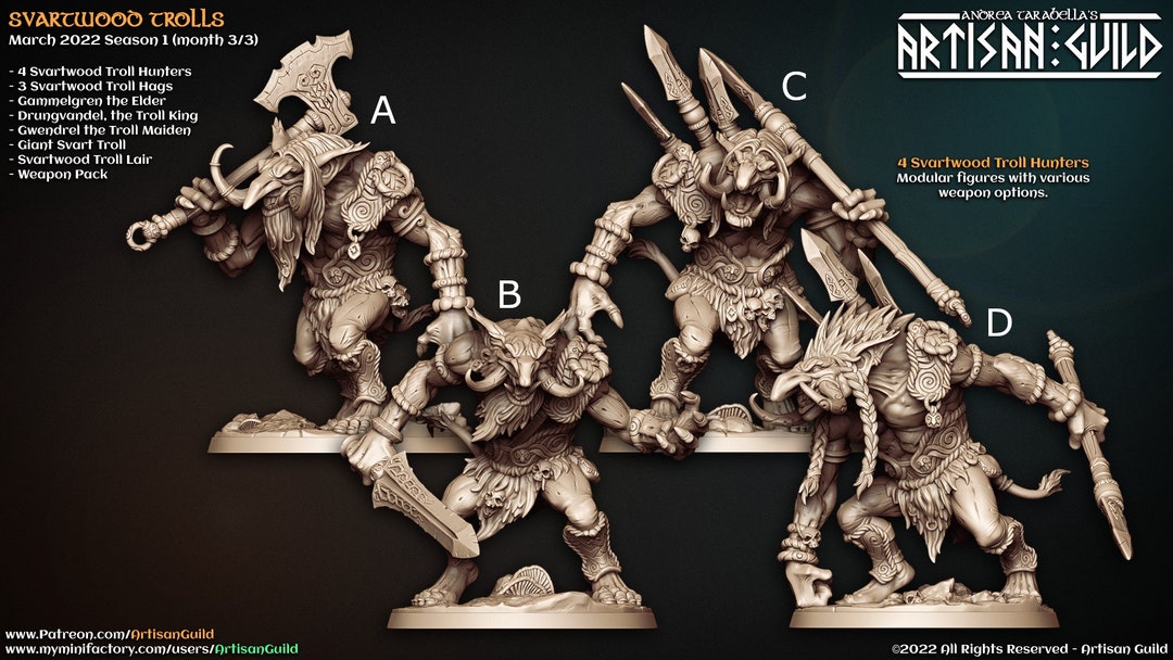 Troll Hunters - Artisan Guild - Dnd Tabletop Games - Resin Miniature - Etsy